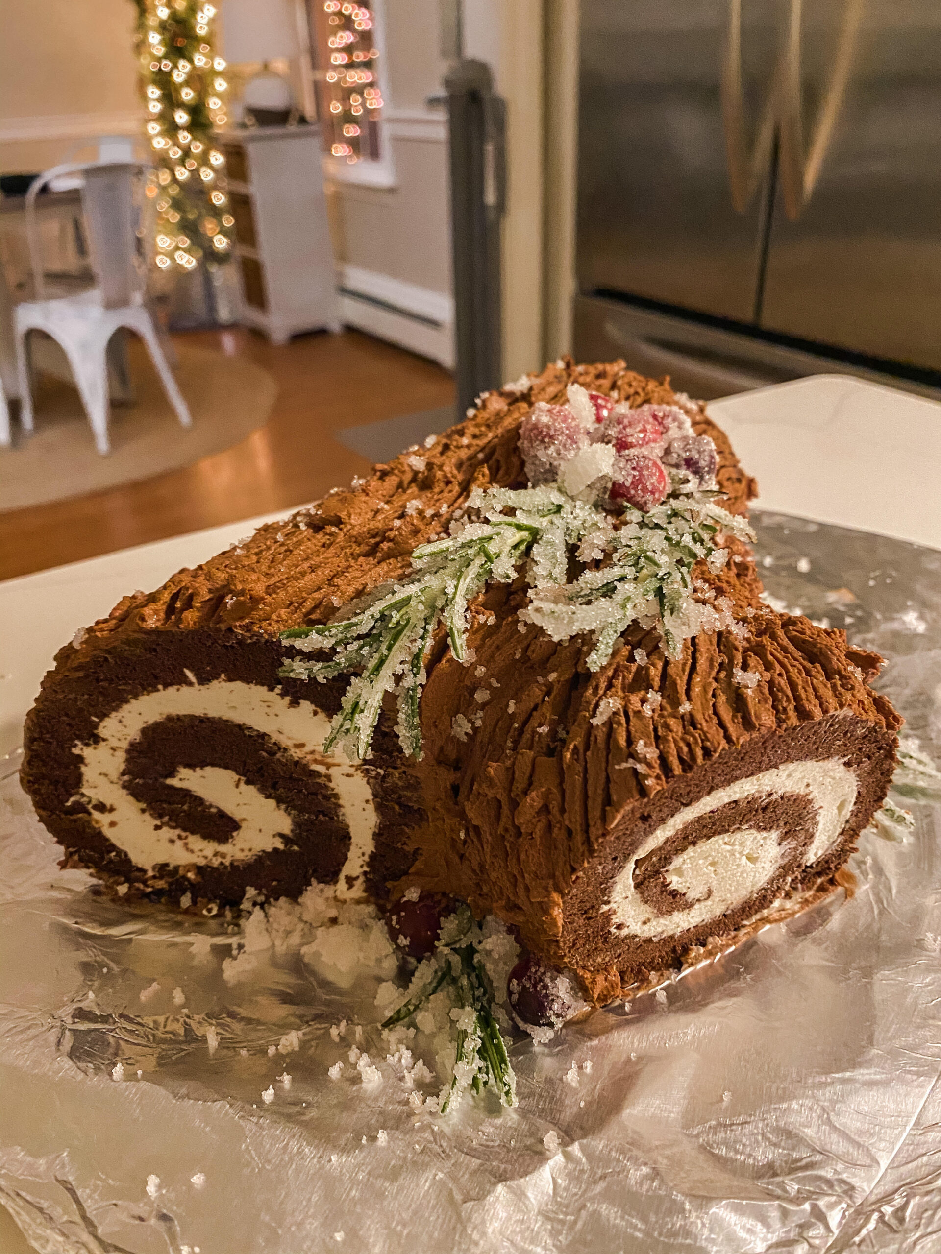 Festive and Delicious Yule Log Cake - Alyse Tierney